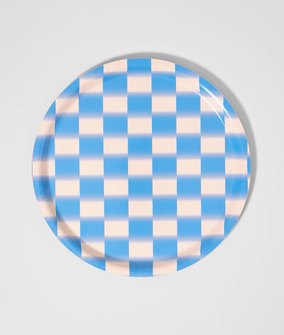 Blue Gradient Check Mini Round Birch Serving Tray | Humboldt House