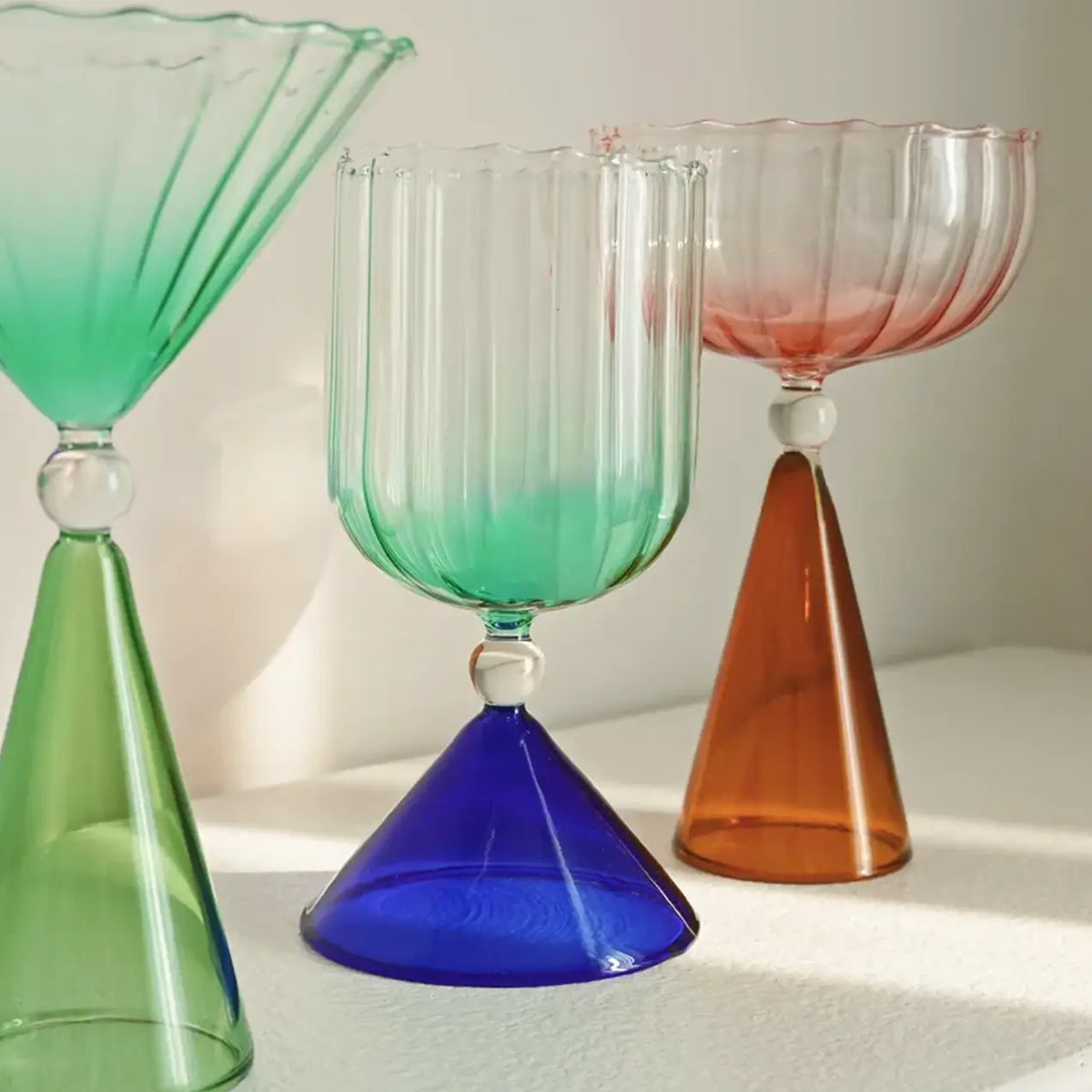 Colorful Ribbed Cocktail Glass | Humboldt House